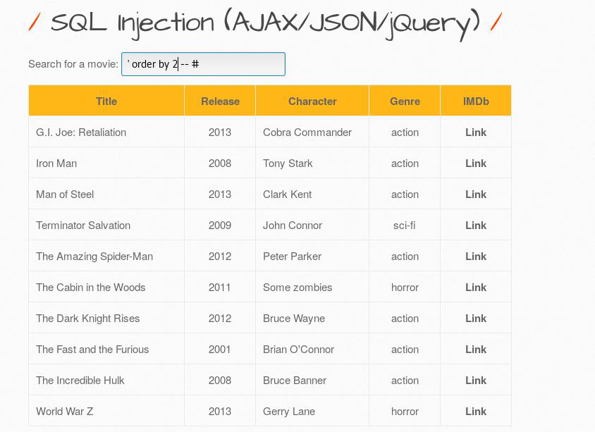 SQL Injection (AJAX\JSON\jQuery) · Teck_k2